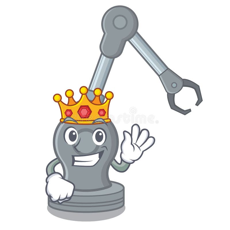 King Robotic Arm Machine Above Cartoon Chair Stock Vector ...