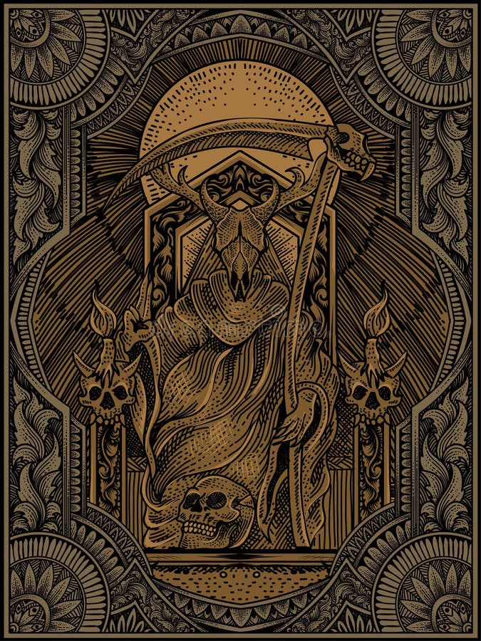 King Satan on Gothic Engraving Ornament Style Stock Vector ...