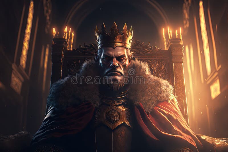 King Sitting on His Throne, Old Castle with Big Windows, Throne Room ...