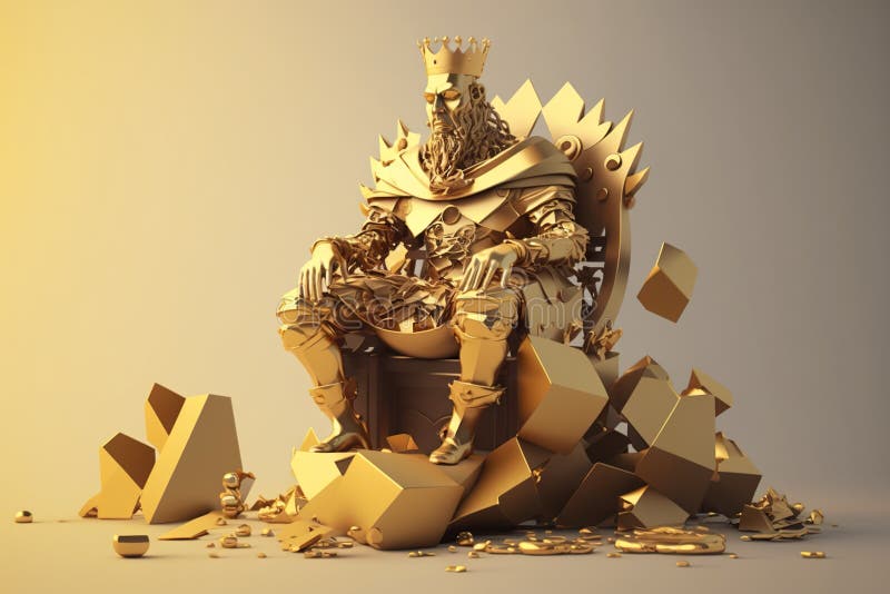 A King Sitting on a Throne Surrounded by Piles of Gold, Created with ...