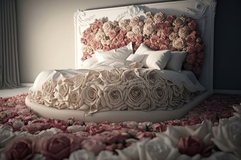 A King Size Bed Made Completely of Roses Created with Generative AI ...