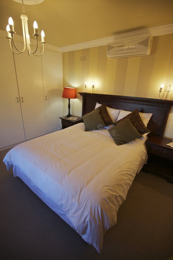 King size bed room stock photo. Image of bedding, cream - 14877744