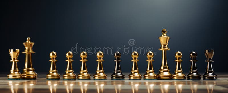 King Stands Alone with Several Chess Pieces Behind Him Stock Photo ...