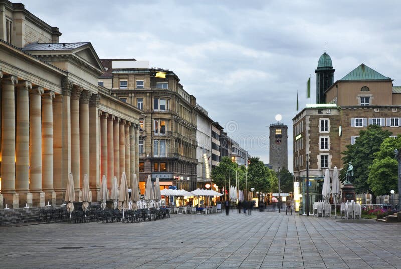 King Street in Stuttgart. Germany Stock Photo - Image of evening ...