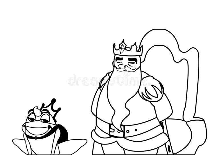 King on Throne with Toad Prince Characters Stock Illustration ...