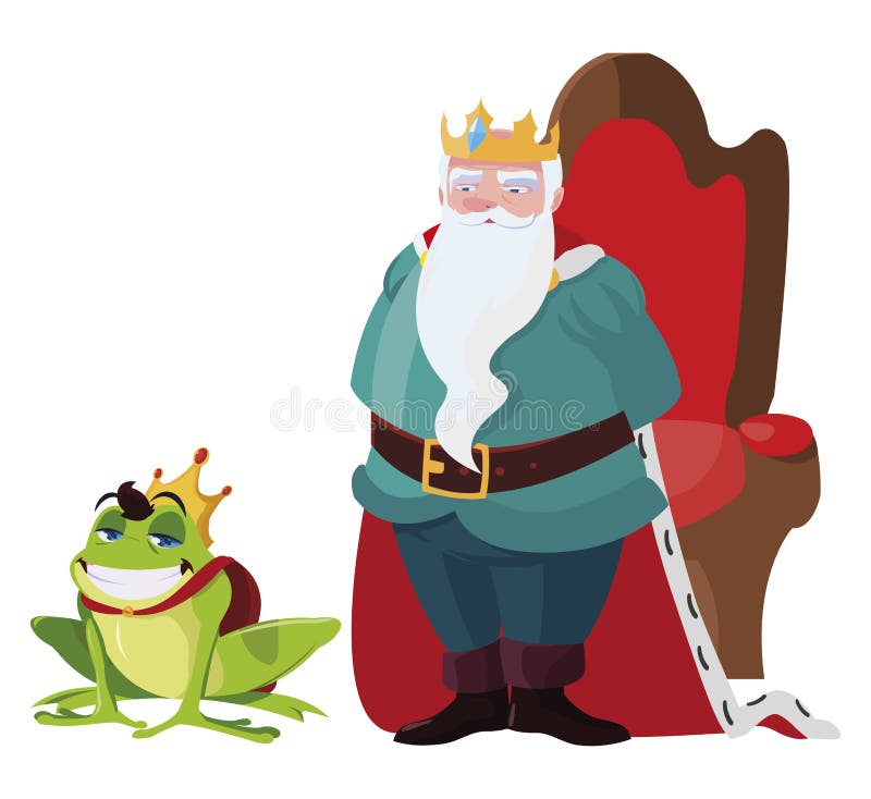 King on Throne with Toad Prince Characters Stock Illustration ...