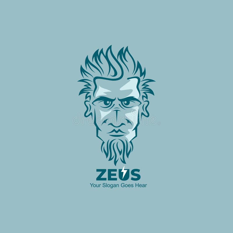 King Zeus Logo Design with Simple Icon, Line Style Stock Vector ...