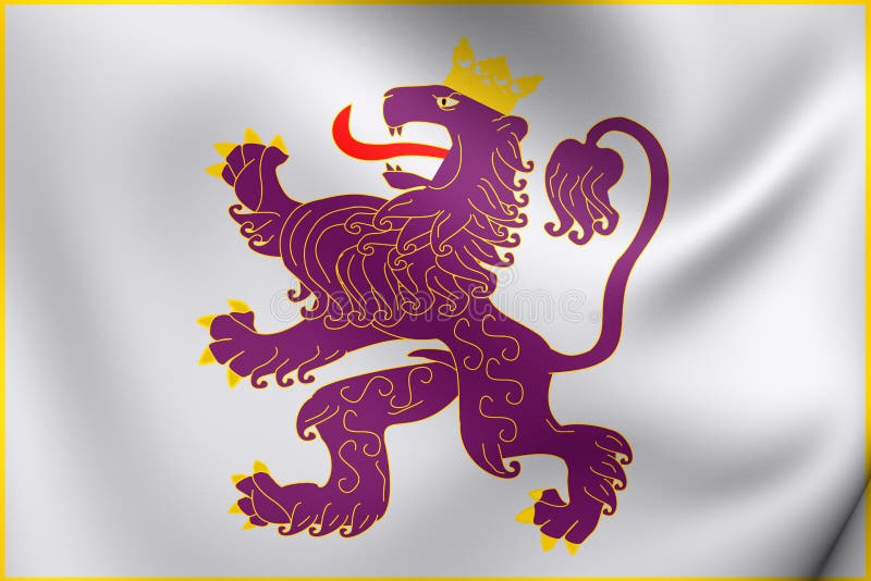 3D Flag of Leon City, Spain. Stock Illustration - Illustration of ...