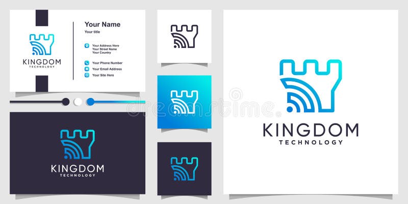 Kingdom Logo with Smart Technology Concept and Business Card Design ...
