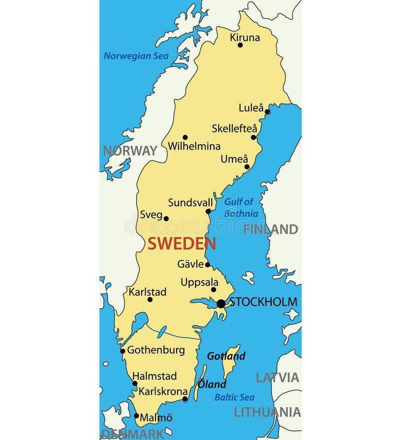 Kingdom of Sweden - Vector Map Stock Vector - Illustration of capital ...
