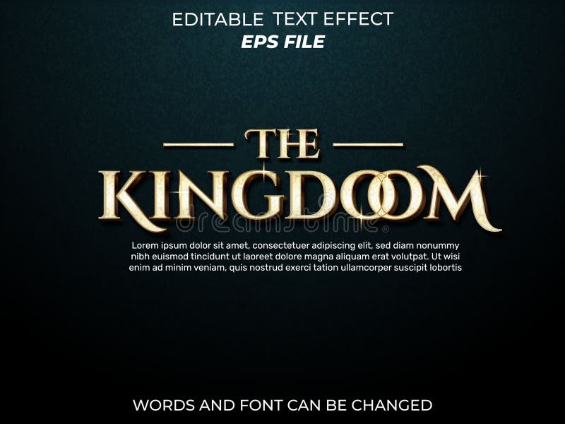 Kingdom Text Effect, Font Editable, Typography, 3d Text. Vector ...