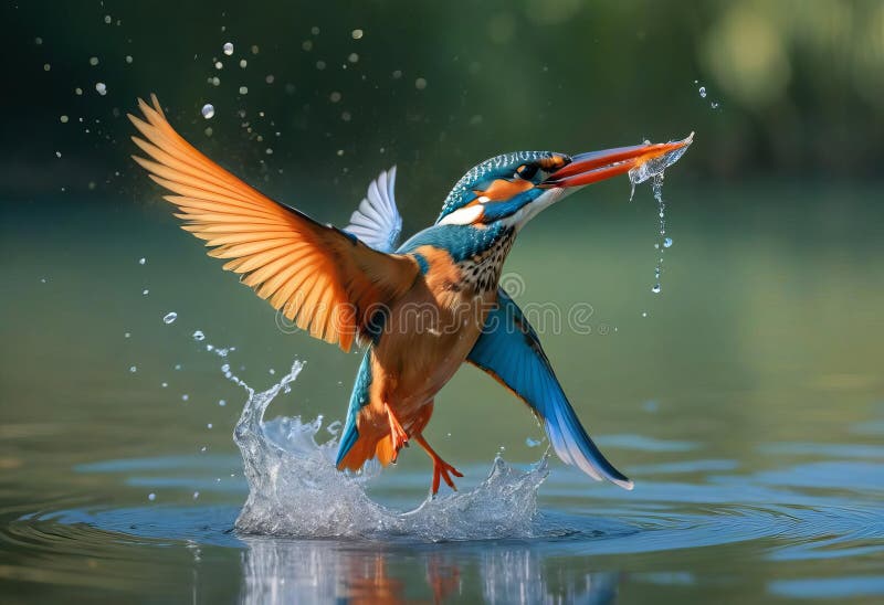 Kingfisher Bird Diving Towards the Water Stock Illustration ...