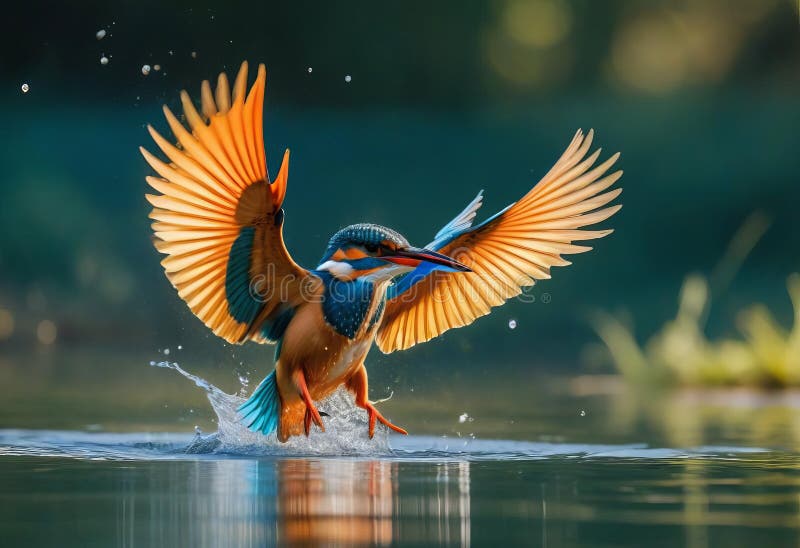 Kingfisher Bird Diving Towards the Water Stock Illustration ...