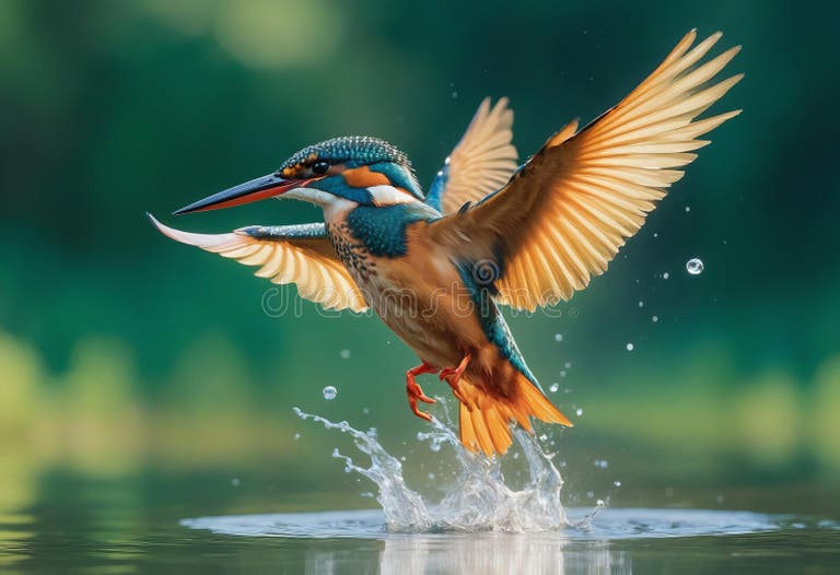 Kingfisher Bird Diving Towards the Water Stock Illustration ...