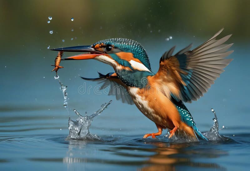 Kingfisher Bird Diving Towards the Water Stock Illustration ...