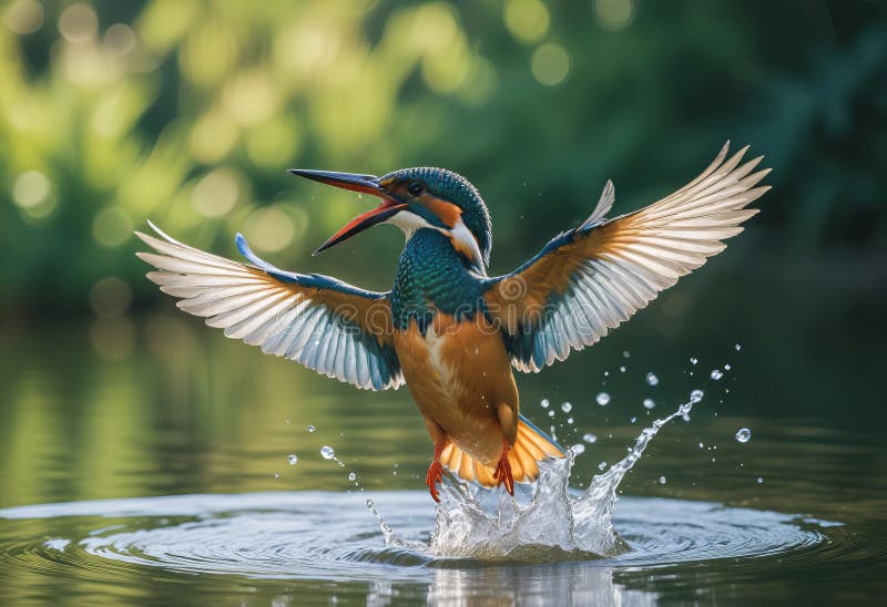 Kingfisher Bird Diving Towards the Water Stock Illustration ...