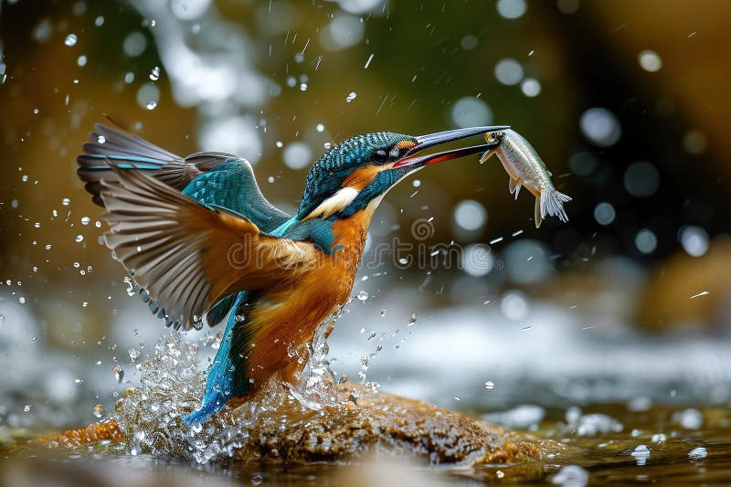 Kingfisher Catching the Fish. Generative AI Stock Illustration ...