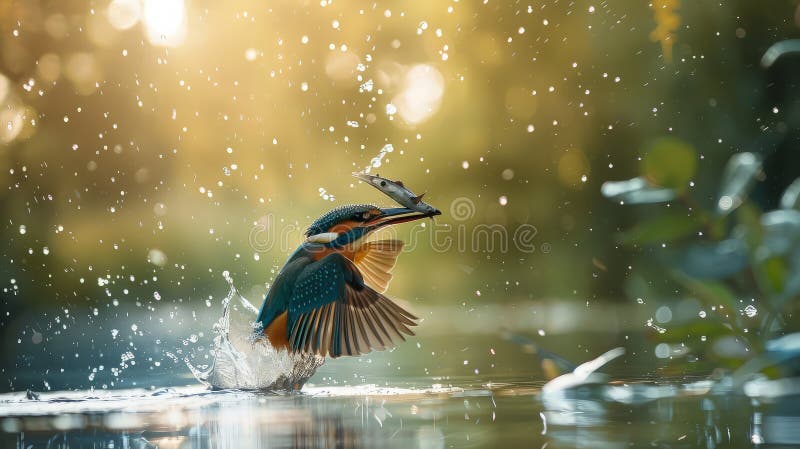 Kingfisher Catching Fish stock photo. Image of wildlife - 329641052