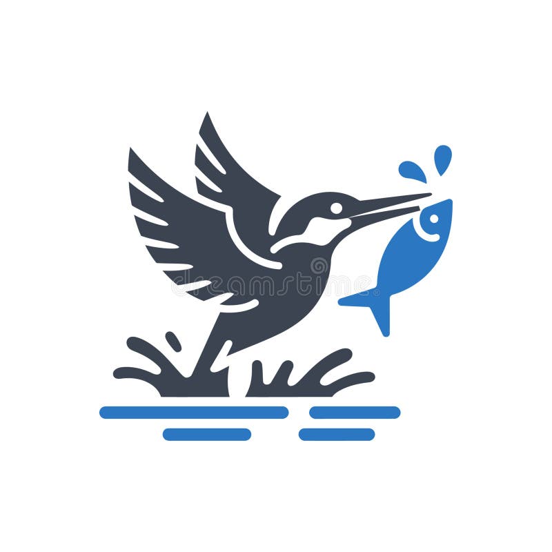 Kingfisher Catching Fish Icon Stock Vector - Illustration of hunting ...