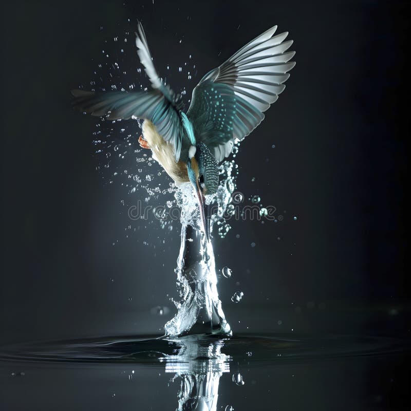 Kingfisher Dive - Water Splash Moment Stock Image - Image of reflection ...