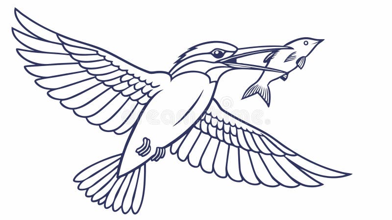 Kingfisher Flying with Message Bird Courier Vector Line Art Logo ...