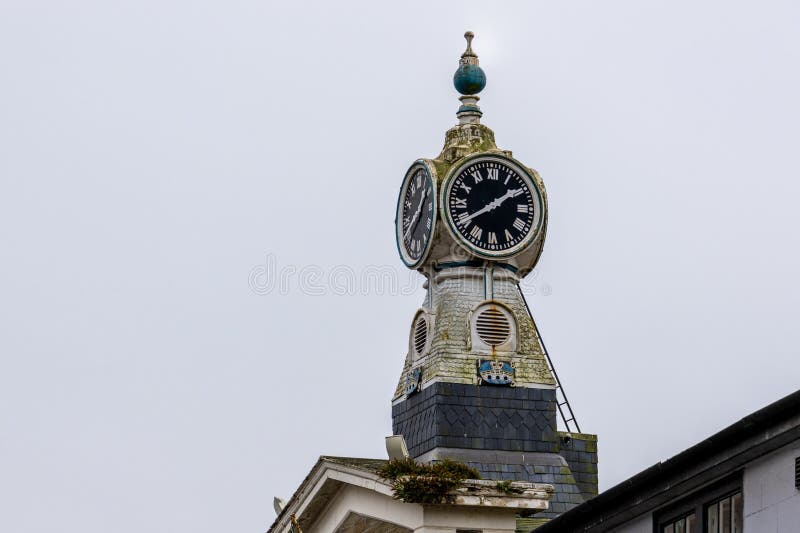 Kingsbridge, Devon, UK - January 17. Town Hall Clock Tower in ...