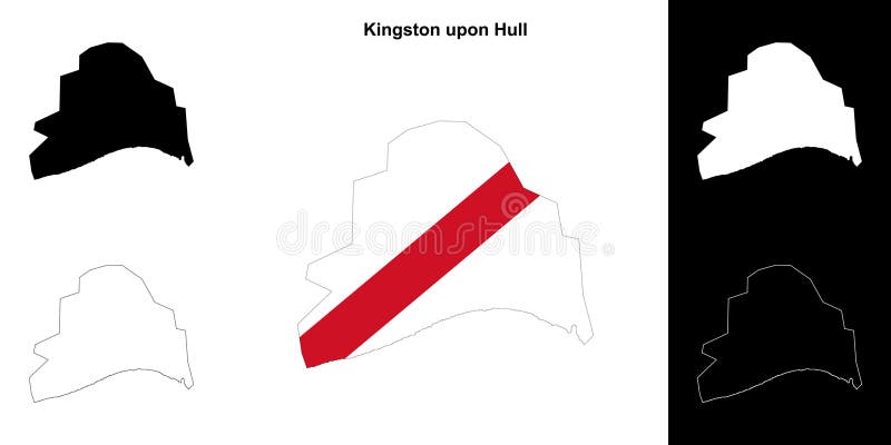 Kingston upon Hull Outline Map Stock Vector - Illustration of detailed ...
