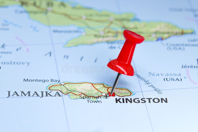 Kingston, Jamaica Pin on Map Stock Image - Image of state, macro: 337475279