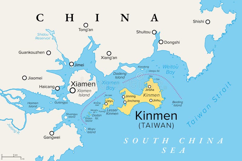 Kinmen, or Also Quemoy, Island Group Governed by Taiwan, Political Map ...