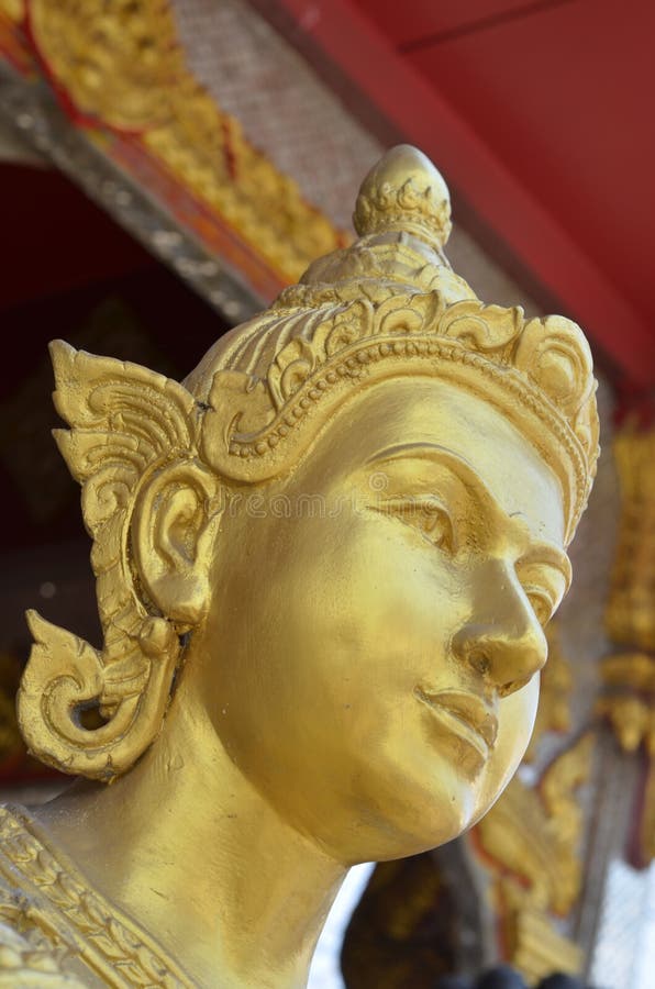 Kinnaree golden statue stock photo. Image of exotic, sculpture - 53252170