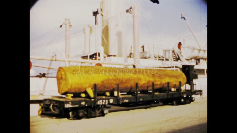 Congo 1975, Loading Large Timber Logs Onto Ships in Congo Stock Video ...