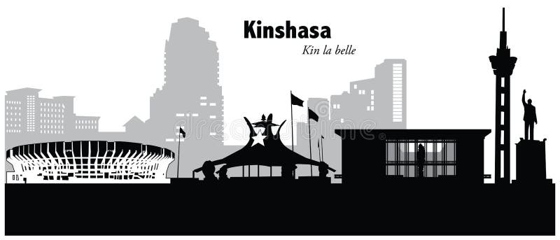 Stadt-Skyline-Schattenbild Kinshasas Der Kongo Hand Gezeichnete Skizze ...