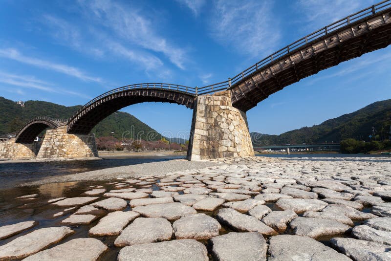 Iwakuni, Japan at Kintaikyo Bridge Over the Nishiki River a Stock Image ...