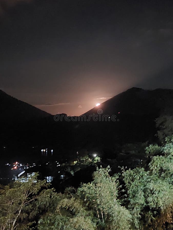 Kintamani Mountain Night Moon Nature Stock Image - Image of nature ...