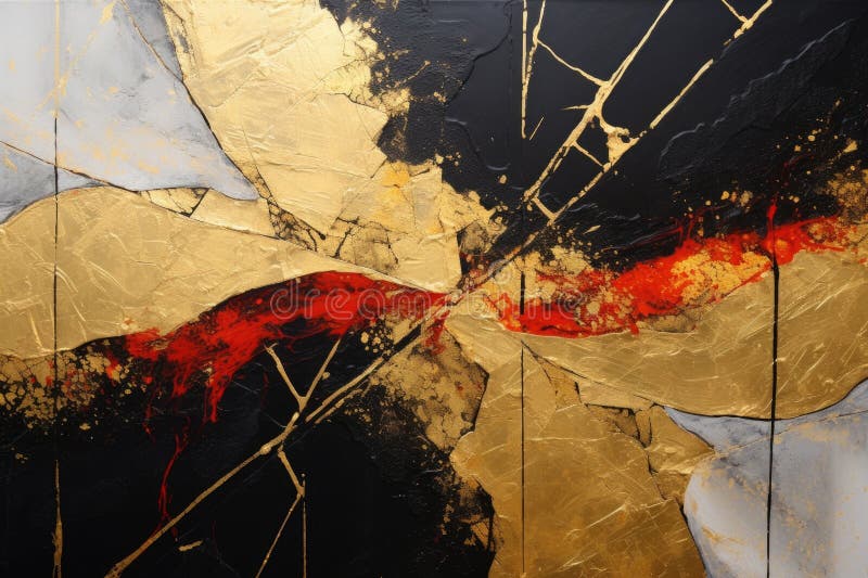Kintsugi-inspired Abstract Painting on Canvas Stock Image - Image of ...