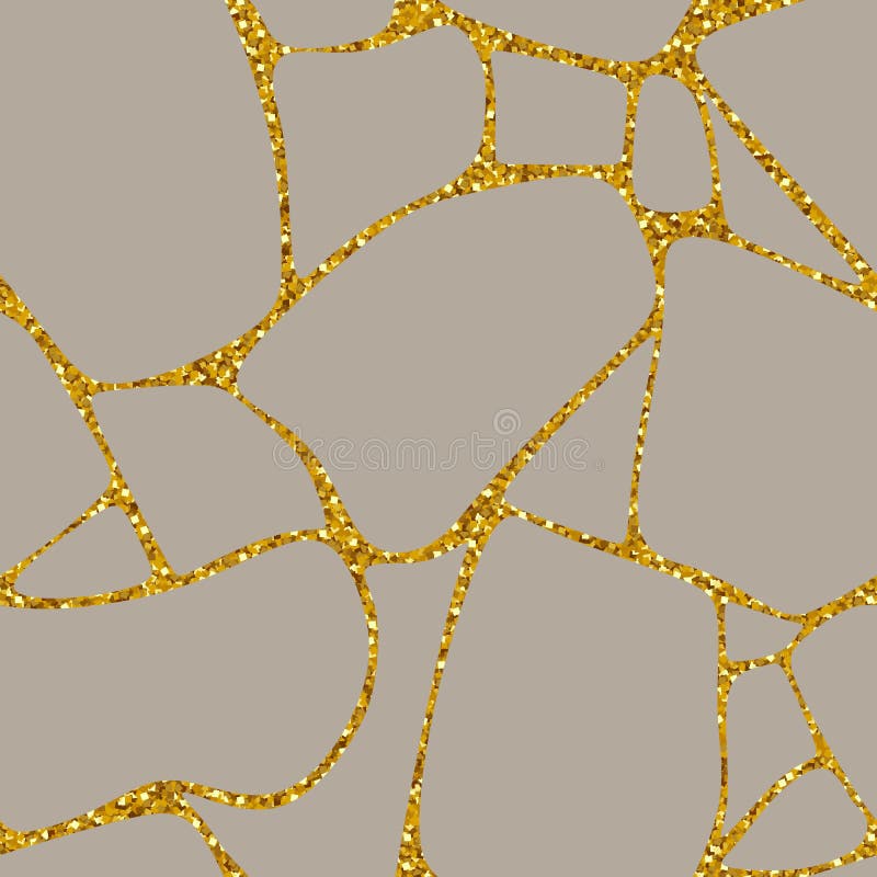 Kintsugi Seamless Pattern. Gold Cracks on Grey Background. Marble ...