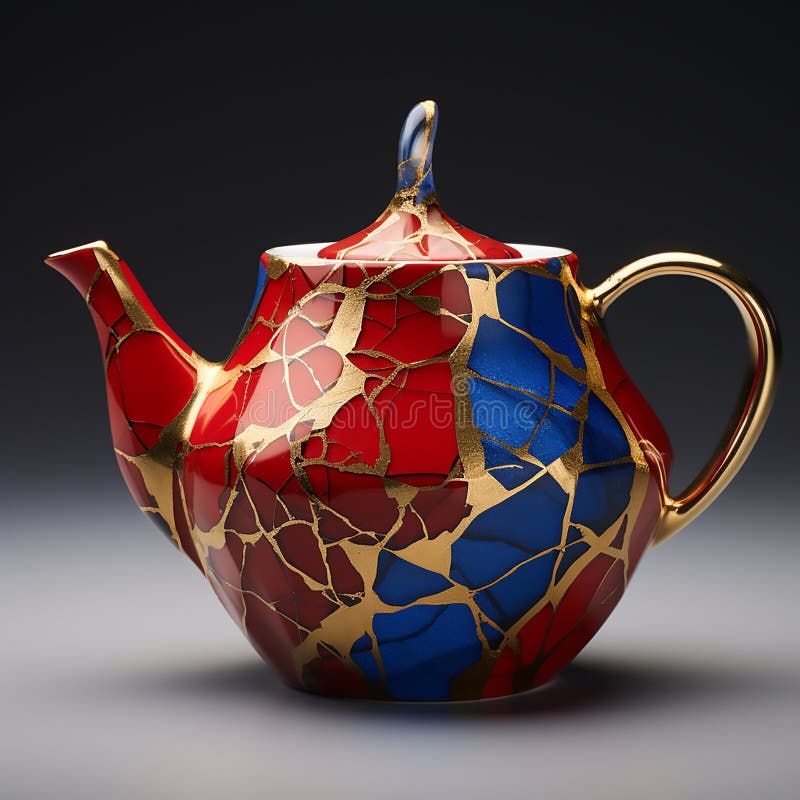 Kintsugi Style Golden Colour Abstractic Flower Pot , Kintsugi Art ...