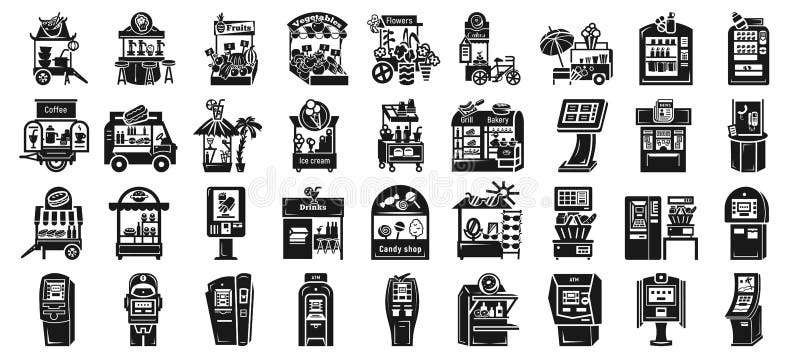 Kiosk Icon Set, Simple Style Stock Vector - Illustration of craft ...