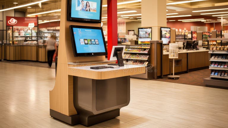 Kiosk Technology Customer Service Stock Illustration - Illustration of ...