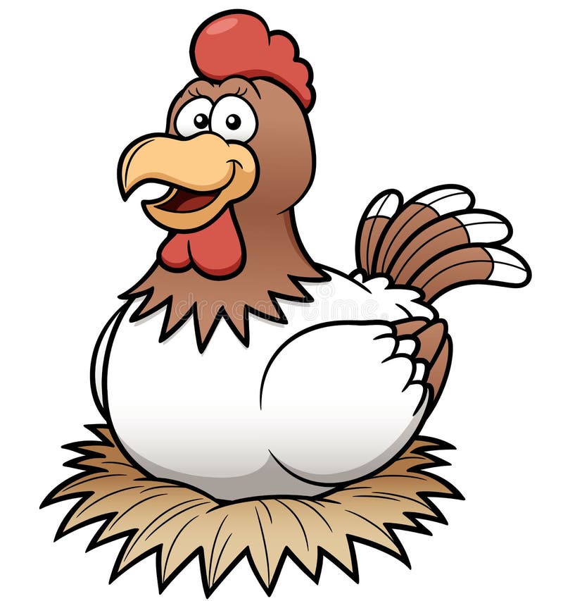 Kip op een nest vector illustratie. Illustration of reproductie - 30006521