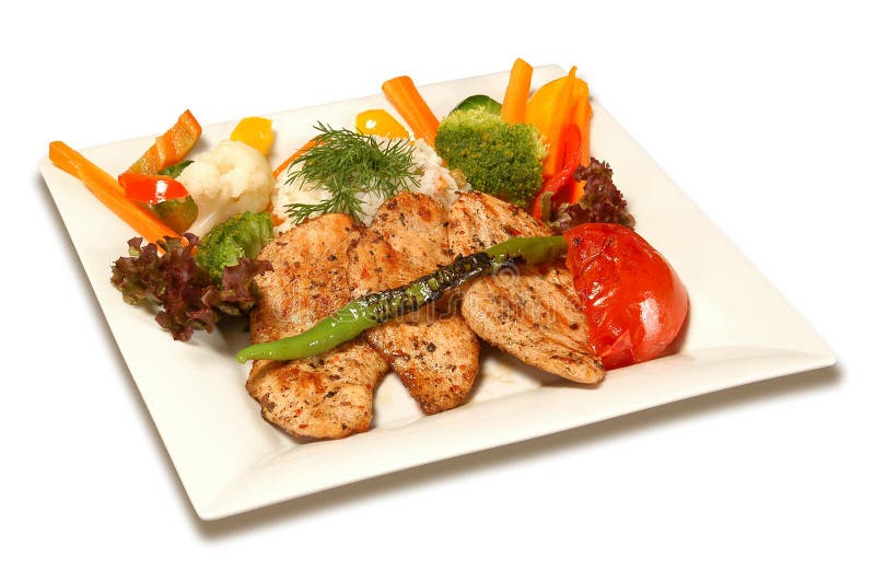 Kippenvlees en groenten stock foto. Image of geroosterd - 33960156