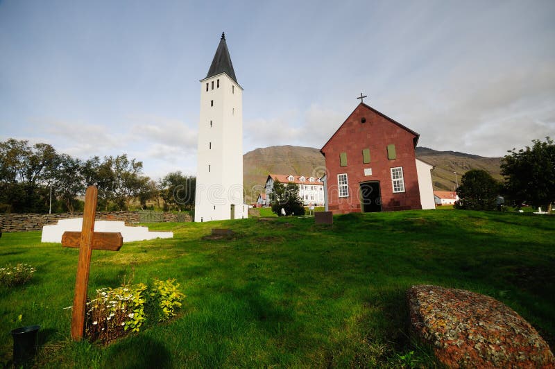 Island. Holar-Kirche, 1763. Roter Sandstein. Nord-Island. Stockbild ...