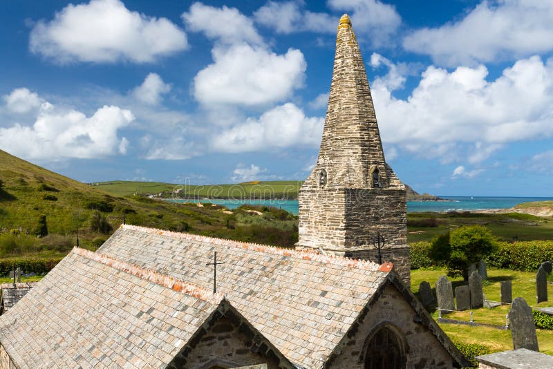 Kirche Trebetherick Cornwall St. Enodoc Stockbild - Bild von foto ...