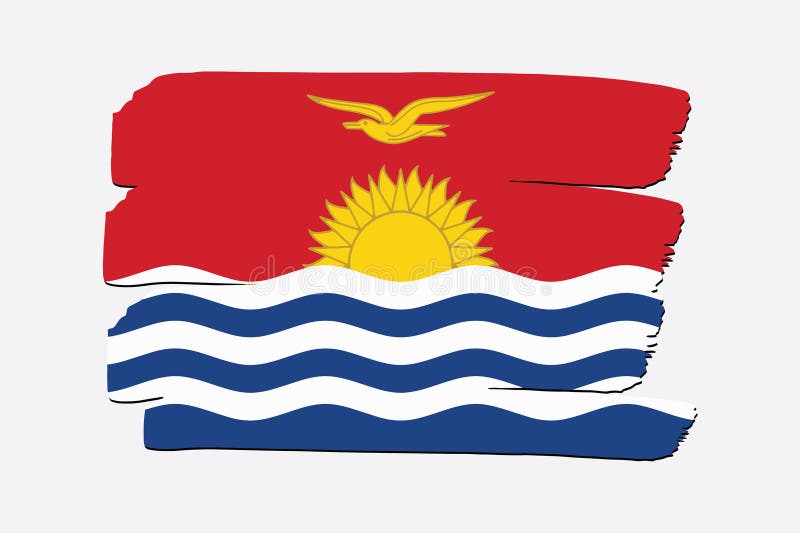 Kiribati Flag with Colored Hand Drawn Lines in Vector Format Stock ...