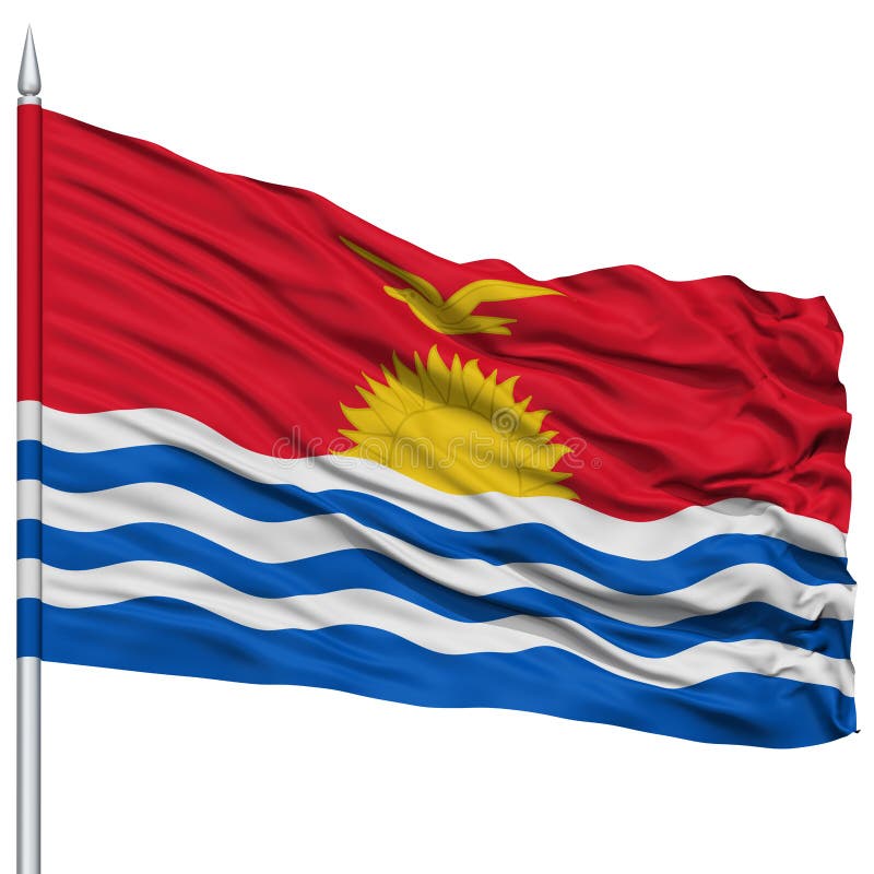 Kiribati Flag on Flagpole stock illustration. Illustration of patriotic ...