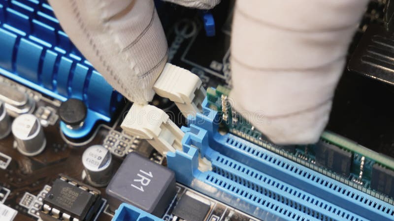 Installing New DDR RAM in a Personal Computer. Repair Upgrade Stock ...