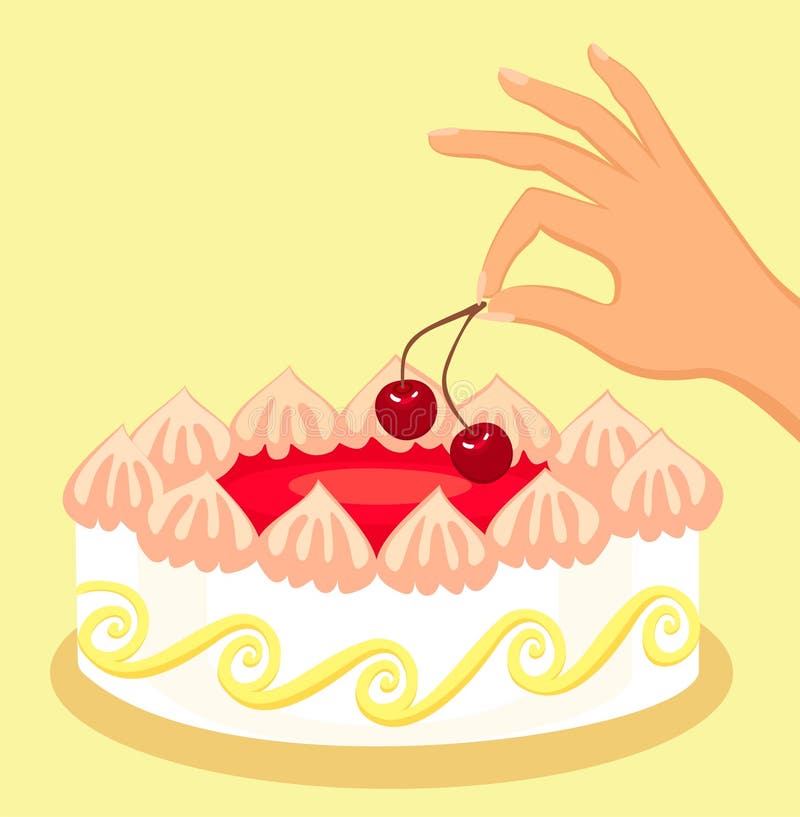 Kirschkuchen Symbol Cartoon Vektor. Geburtstagskuchen Vektor Abbildung ...