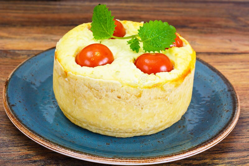 Kish with Ricotta, Cherry Tomatoes and Mint Stock Image - Image of ...