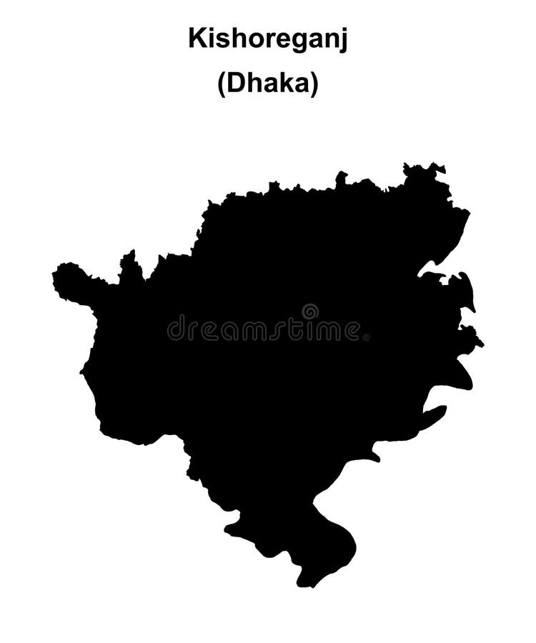 Kishoreganj outline map stock vector. Illustration of districts - 371636917