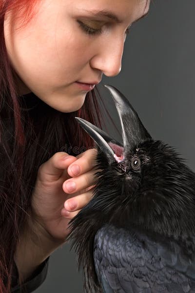 Kiss stock image. Image of crow, person, beady, bird, portrait - 3558103